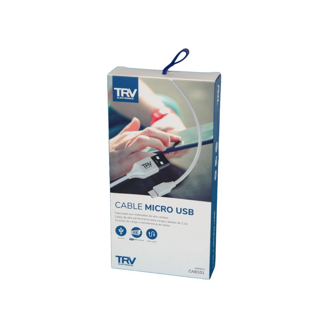 Cable TRV micro USB 1 m. cab101 - blanco - MHAZZ